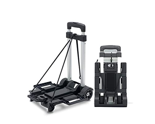 APOXCON Folding Hand Truck, 120 lbs Capacity Luggage Cart with 2 Wheels & Adjustable Handle, Foldable Trolley Aluminum Lightweight