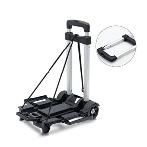 APOXCON Folding Hand Truck, 120 lbs Capacity Luggage Cart with 2 Wheels & Adjustable Handle, Foldable Trolley Aluminum Lightweight