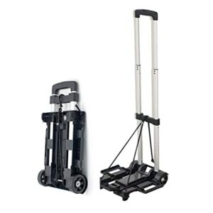 APOXCON Folding Hand Truck, 120 lbs Capacity Luggage Cart with 2 Wheels & Adjustable Handle, Foldable Trolley Aluminum Lightweight