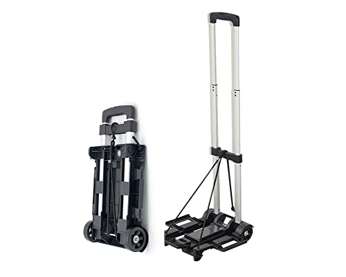 APOXCON Folding Hand Truck, 120 lbs Capacity Luggage Cart with 2 Wheels & Adjustable Handle, Foldable Trolley Aluminum Lightweight