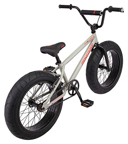 Mongoose Argus MX Kids Fat Tire Mountain Bike, 20-Inch Wheels, 4.25-Inch Wide Tires, High-Ten Steel Frame, Single Speed, Tan