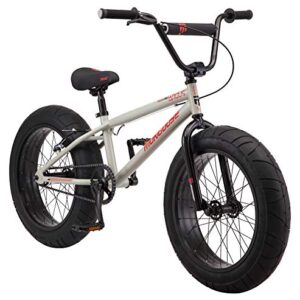 Mongoose Argus MX Kids Fat Tire Mountain Bike, 20-Inch Wheels, 4.25-Inch Wide Tires, High-Ten Steel Frame, Single Speed, Tan