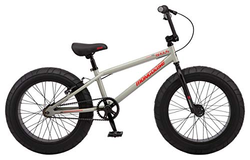 Mongoose Argus MX Kids Fat Tire Mountain Bike, 20-Inch Wheels, 4.25-Inch Wide Tires, High-Ten Steel Frame, Single Speed, Tan