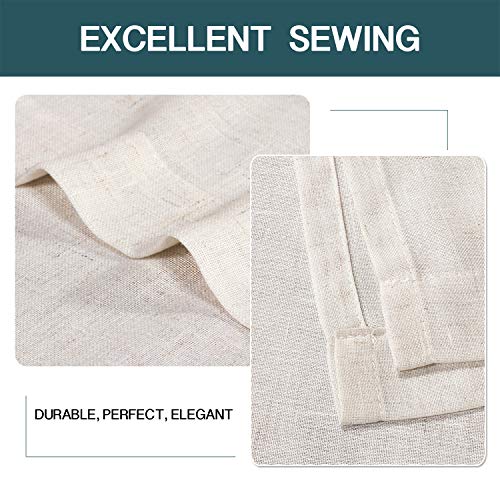 Natural Linen Curtains 108 Inches Extra Long Rod Pocket Semi Sheer Curtain Drapes Elegant Casual Linen Textured Window Draperies, Light Filtering Privacy Added Home Fashion 2 Panels, Natural