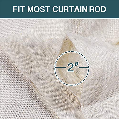 Natural Linen Curtains 108 Inches Extra Long Rod Pocket Semi Sheer Curtain Drapes Elegant Casual Linen Textured Window Draperies, Light Filtering Privacy Added Home Fashion 2 Panels, Natural