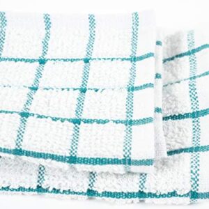 KAF Home Pantry 100% Cotton Checkered Grid Dish Cloths | Set of 6, 12 x 12 Inches | Absorbent and Machine Washable | Perfect for Cleaning Counters, and Any Household Spills (Teal)