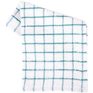 KAF Home Pantry 100% Cotton Checkered Grid Dish Cloths | Set of 6, 12 x 12 Inches | Absorbent and Machine Washable | Perfect for Cleaning Counters, and Any Household Spills (Teal)