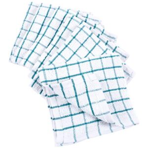 KAF Home Pantry 100% Cotton Checkered Grid Dish Cloths | Set of 6, 12 x 12 Inches | Absorbent and Machine Washable | Perfect for Cleaning Counters, and Any Household Spills (Teal)