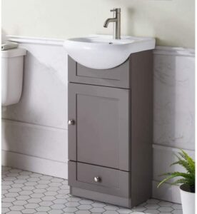 mogiyin 18 inch vanity small bathroom vanity,modern bathroom vanities small bathroom sink vanity combo with white countertop ceramic vessel sink,narrow bathroom vanity 1 door 1 drawer grey khaki