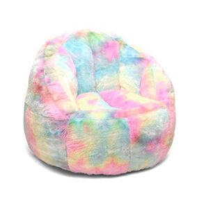 heritage kids sorbet dreams rainbow fur kids bean bag chair, multicolor, large