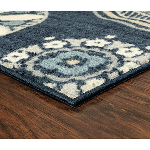 Maples Rugs Reggie Floral Runner Rug Non Slip Hallway Entry Carpet [Made in USA], 2' x 6', Persian Blue