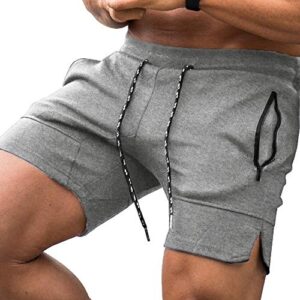 coofandy mens bodybuilding,basketball,fitness,jogging,weightlifting,training,running,workout,athletic,gym, shorts, with zipper pockets, medium, grey