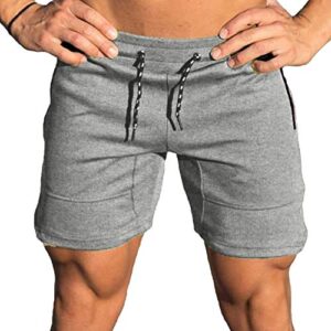 COOFANDY Mens Bodybuilding,Basketball,Fitness,Jogging,Weightlifting,Training,Running,Workout,Athletic,Gym, Shorts, with Zipper Pockets, Medium, Grey