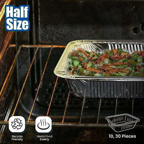 EHOMEA2Z Aluminum Pans Disposable Half Size (30 Pack) 9x13 Prepping, Roasting, Food, Storing, Heating, Cooking, Chafers, Catering, Crawfish Trays