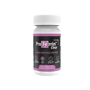 proferrin clear 30ct | us made heme iron for high absorption, easy on gi tract | natural, nsf certified, dye free