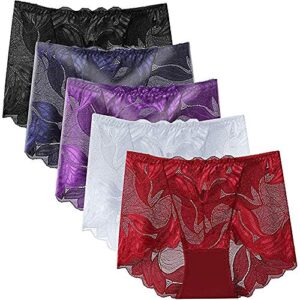 pholeey womens lace panties 5 pack seamless ladies brief sexy boy shorts underwear for women