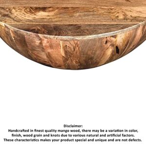 The Urban Port Mango Wood Coffee Table in Round Shape, Dark Brown