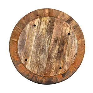 The Urban Port Mango Wood Coffee Table in Round Shape, Dark Brown