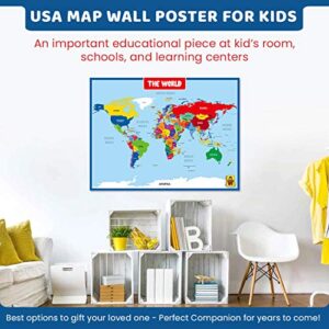 World Map Laminated Poster - Use For Home School,Classroom,Back to School Resources - 18 x 24 Inch