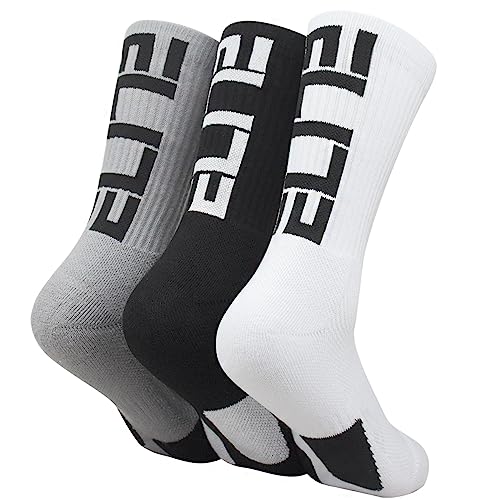 Podinor Elite Basketball Crew Socks for Men and Women, Cushion Performance Athletic Basketball Socks