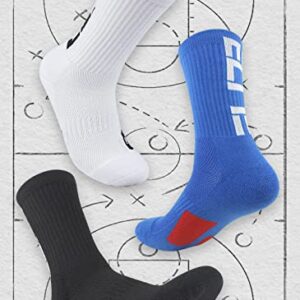 Podinor Elite Basketball Crew Socks for Men and Women, Cushion Performance Athletic Black Basketball Socks