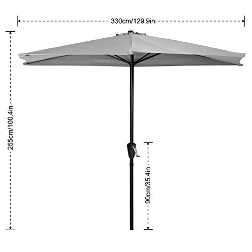 ABCCANOPY Patio Half Umbrellas 11FT (Light Gray)