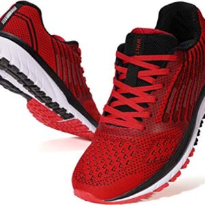 Joomra Men's Running Tennis Shoes Lace up Size 11 Walking Red Gym Fitness Jogging Lightweight Road Runner Jogger Treadmill Cushioning Cross Training for Man Athletic Sneakers 45