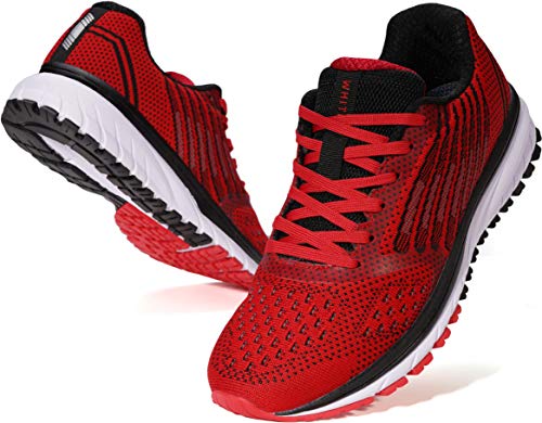 Joomra Men's Running Tennis Shoes Lace up Size 11 Walking Red Gym Fitness Jogging Lightweight Road Runner Jogger Treadmill Cushioning Cross Training for Man Athletic Sneakers 45