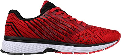 Joomra Men's Running Tennis Shoes Lace up Size 11 Walking Red Gym Fitness Jogging Lightweight Road Runner Jogger Treadmill Cushioning Cross Training for Man Athletic Sneakers 45