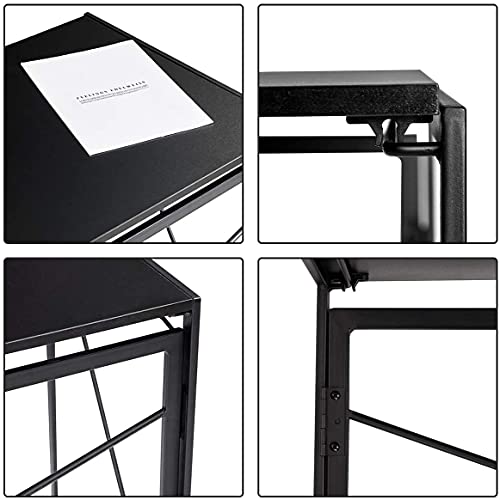 Coavas Folding Desk No Assembly Required, 40" Writing Computer Desk Space Saving Foldable Table Simple Home Office Desk,Black Wood