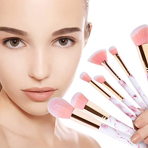 Makeup Brushes START MAKERS Professional 12Pcs Pink Marble Makeup Brush Set with Foundation Concealer Blush Eyeshadow Make Up Brushes Beauty Blender and Make Up Bag