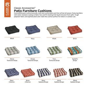 Classic Accessories Water-Resistant Square Patio Seat Cushions, 19 x 19 x 5 Inch, 2 Pack, SanteFe Stripe, Outdoor Seat Cushions