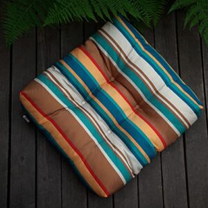 Classic Accessories Water-Resistant Square Patio Seat Cushions, 19 x 19 x 5 Inch, 2 Pack, SanteFe Stripe, Outdoor Seat Cushions