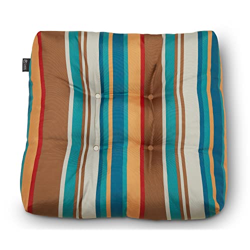 Classic Accessories Water-Resistant Square Patio Seat Cushions, 19 x 19 x 5 Inch, 2 Pack, SanteFe Stripe, Outdoor Seat Cushions