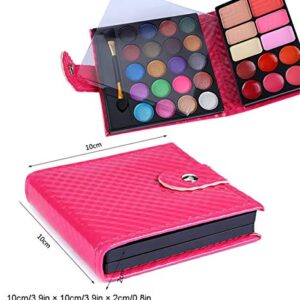 All in one Makeup Kit, Eyeshadow Palette Lip Glosses Blusher Concealer Powder Brush Mirror,Professional makeup kit set for women girls teens or Beginner,32 Color (1Pc) Red