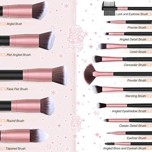 BESTOPE PRO 16Pcs Makeup Brushes Set, 4Pcs Beauty Blender Sponge Set and 1 Brush Cleaner, Premium Synthetic Foundation Brushes Blending Face Powder Eye Shadows Make Up Brushes Kit (Black Rose Gold)