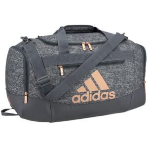 adidas unisex defender 4 small duffel bag, jersey onix grey/rose gold/onix grey, one size