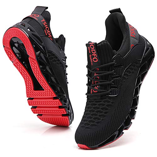 TSIODFO Sneakers for Men Slip on Fashion Casual Sport Running Tennis Athletic Walking Shoes Gym Runner Trail Shoes Non-Slip Jogging Shoe Black Size 12