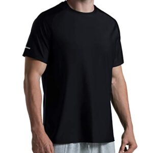 Men's Cooling Ice Silk Running Shirts Quick Dry Short Sleeve Athletic Gym T-Shirts UPF 50+ Outdoor Workout Tshirts Black