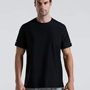 Men's Cooling Ice Silk Running Shirts Quick Dry Short Sleeve Athletic Gym T-Shirts UPF 50+ Outdoor Workout Tshirts Black