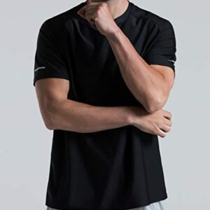 Men's Cooling Ice Silk Running Shirts Quick Dry Short Sleeve Athletic Gym T-Shirts UPF 50+ Outdoor Workout Tshirts Black