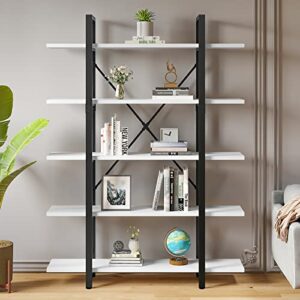 YITAHOME 5 Tier Bookcase, Artsy Modern Bookshelf, Book Rack, Storage Rack Shelves in Living Room/Home/Office, Books Holder Organizer for Books/Movies - White