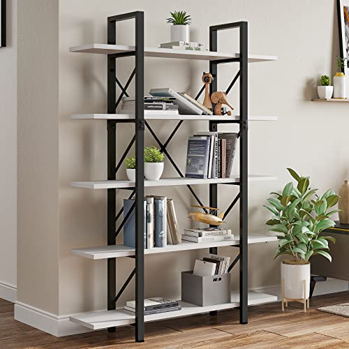 YITAHOME 5 Tier Bookcase, Artsy Modern Bookshelf, Book Rack, Storage Rack Shelves in Living Room/Home/Office, Books Holder Organizer for Books/Movies - White