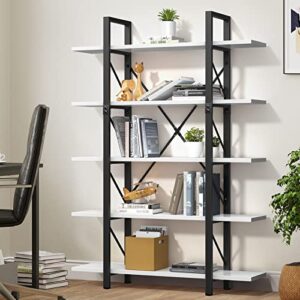 YITAHOME 5 Tier Bookcase, Artsy Modern Bookshelf, Book Rack, Storage Rack Shelves in Living Room/Home/Office, Books Holder Organizer for Books/Movies - White