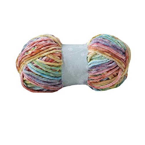 Clisil 300gram 196yardx3 Gradient Velvet Yarn Crochet Knitting Dyed Rainbow Velvet Headband Hat Scarf Sweater Pillow Blanket Wrap DIY Soft Luxury Velvet Chenille Yarn Craft Yarn