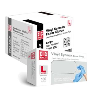 basic medical synmax vinyl exam gloves - latex-free & powder-free - large, bmpf-3003(case of 1,000)