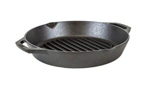 lodge 12" cast iron dual handle grill pan, black