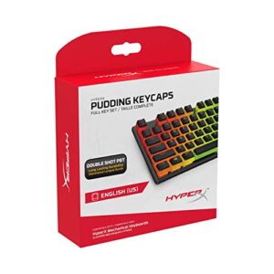 hyperx pudding keycaps - double shot pbt keycap set with translucent layer, for mechanical keyboards, full 104 key set, oem profile, english (us) layout - black