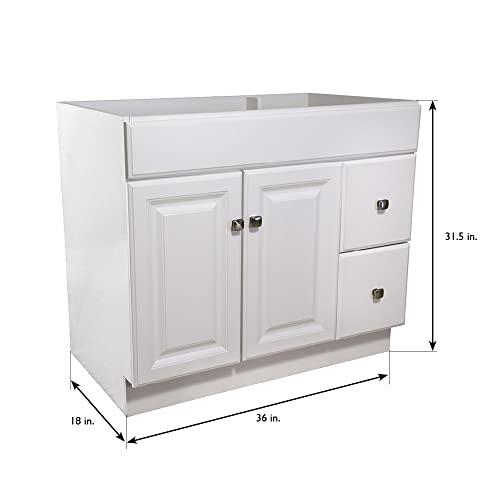 Design House Wyndham Unassembled Bathroom Vanity Cabinet Without Top, 36 in, White