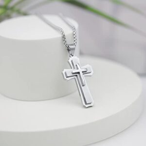 𝟮𝟬𝟮𝟯 𝐔𝐩𝐠𝐫𝐚𝐝𝐞𝐝 Cross necklace for men Christian gifts for women,silver necklaces for teen girls chain mens religious essentials fear of god jewelry men's stainless steel faith boys pendant cadenas para hombres